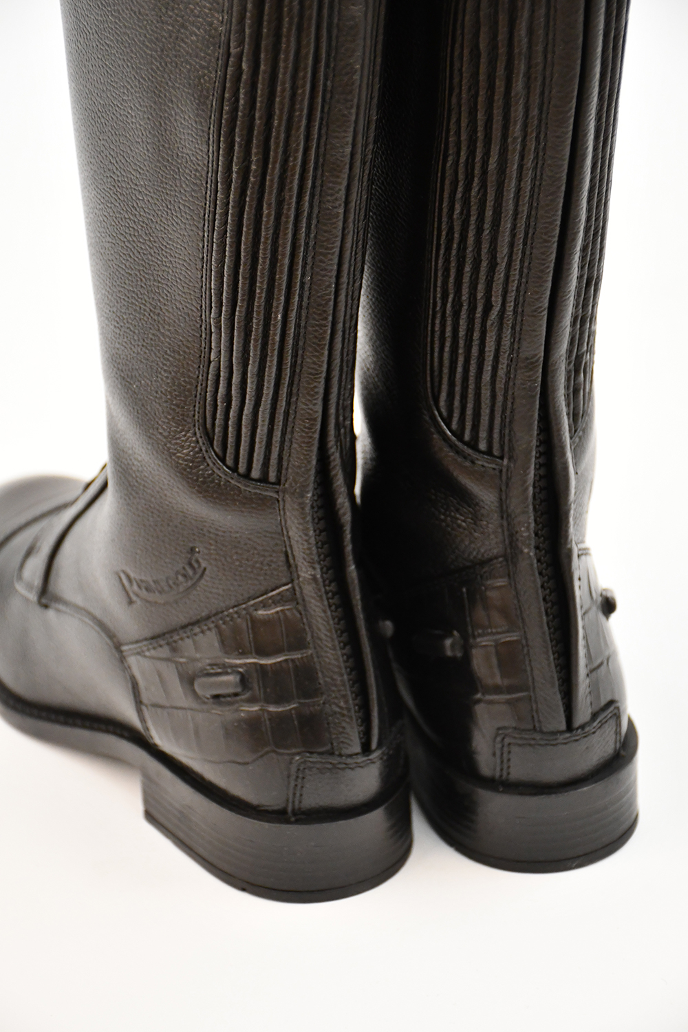 De-Luxe Extra Short Leather Riding Boots With Mock Croc Trim - Sizes ...